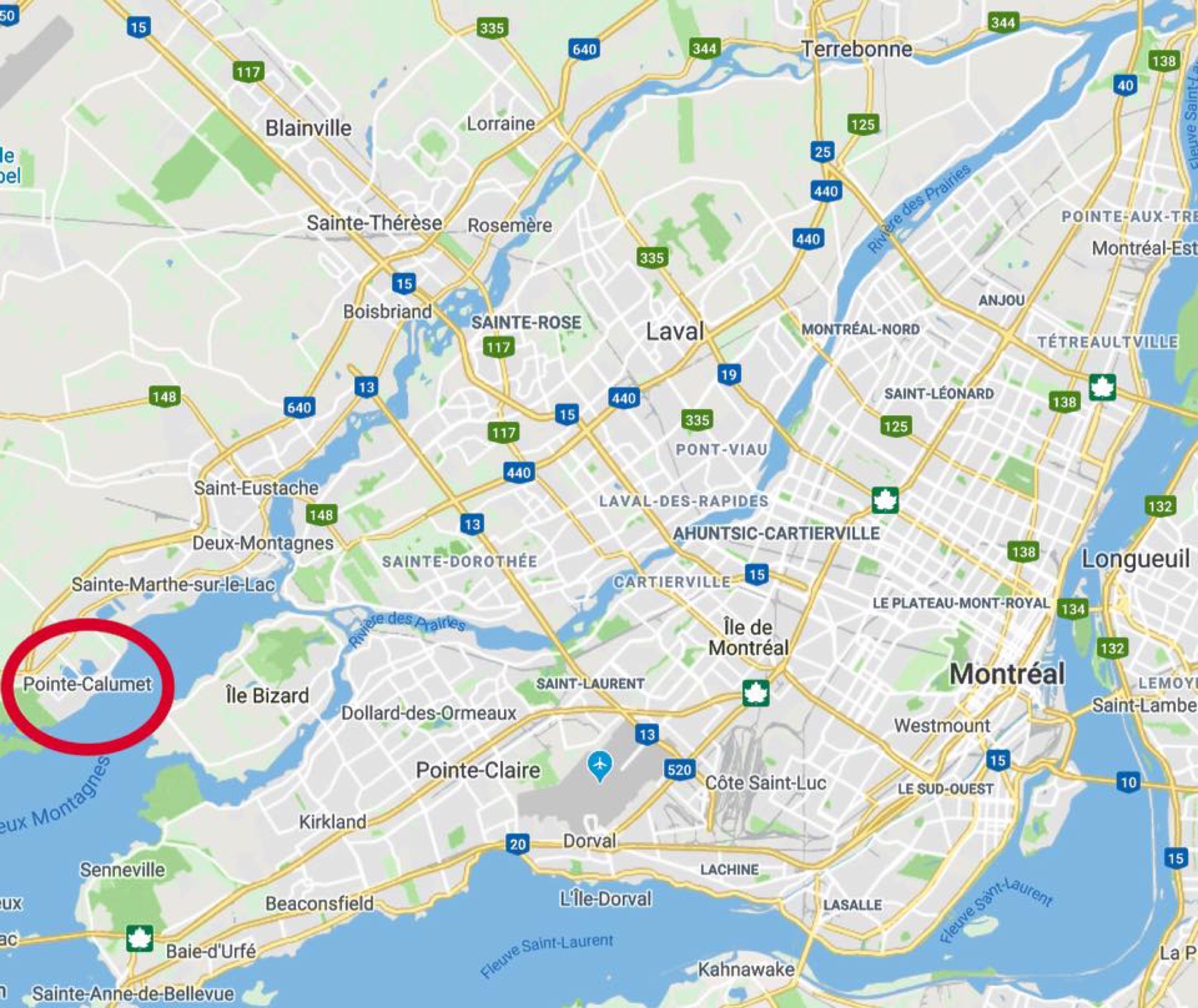 Les environs Résidence Hibiscus Québec Pointe-Calumet Location de chambres